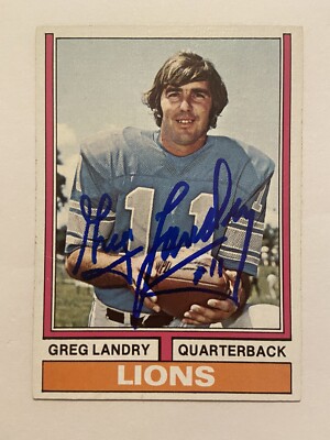 GREG LANDRY Signed 1974 Topps #275 Detroit Lions UMass Minutemen ...