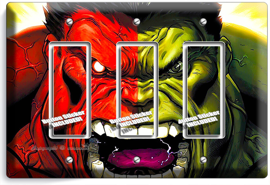 RED GREEN ANGRY HULK ANIME SUPERHERO LIGHT SWITCH OUTLET WALL PLATES ...