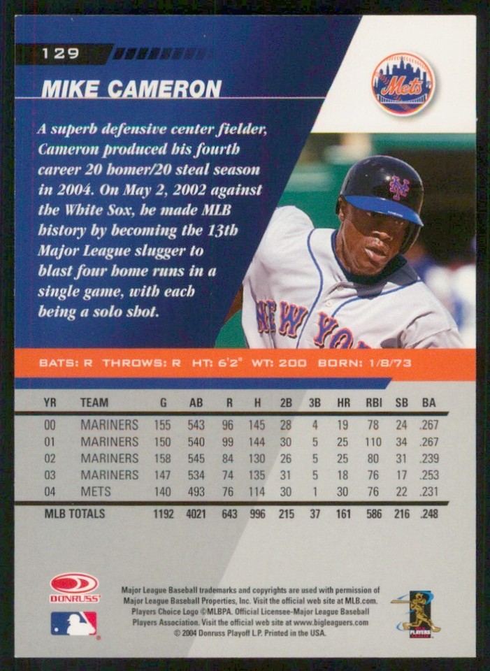 2005 Leaf Green Mike Cameron #129 New York Mets | eBay