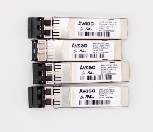 Avago AFBR-57D7APZ-ELX 8GBPS SFP 850NM Optical Transceiver x 4 (Lot of ...