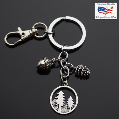 Pine Trees Keychain Nut Acorn Pine Cone Nature Charms Cute Key Chain ...