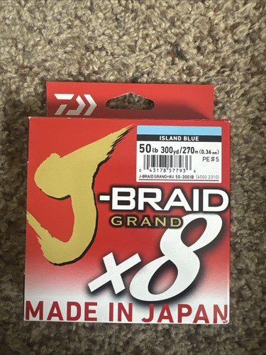 Daiwa J-Braid Grand x8 Island Blue - 50 Lb Braided Fishing Line w ...