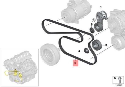 Genuine BMW F01N F02N F10 F11 F18 V Ribbed belt 8PK X 1786 OEM ...