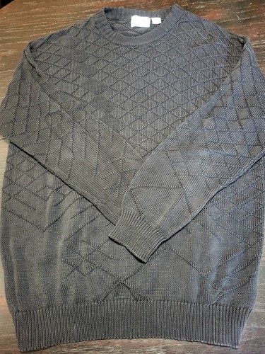 Piccadilly Cable Knit Heavy Crew Neck Sweater Mens Size 2 XL Big Black ...