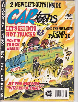 CarToons Magazine (Car-Toons) Aug. 1990 w/Bob Hardin "Hot Truck" Poster ...