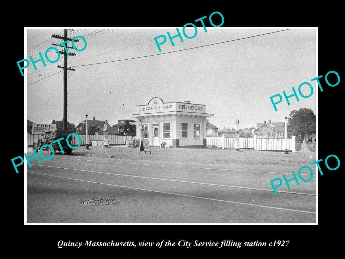 OLD POSTCARD SIZE PHOTO OF QUINCY MASSACHUSETTS CITY SERVICE GAS ...