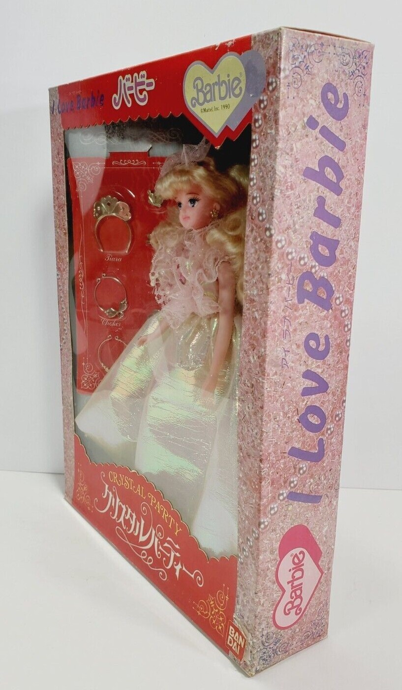 NEW 1990 Ban Dai Japan I Love Barbie Crystal Party Barbie Doll Mattel ...