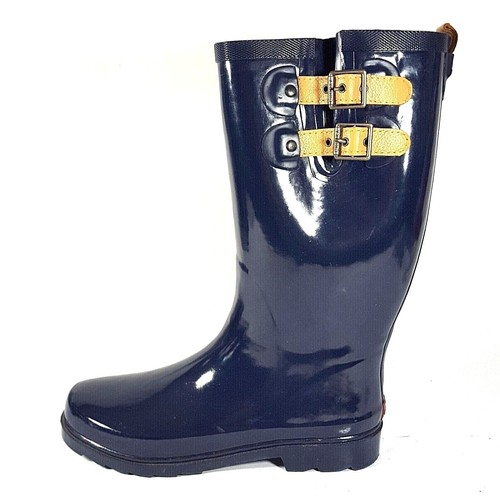 Chooka Women's Rain Snow Boots Blue Waterproof Rubber Adjustable Casual ...