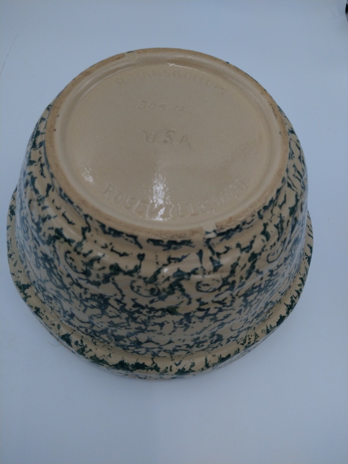 Robinson Ransbottom Roseville Spongeware Mixing Bowl 12" 305-12 Green ...
