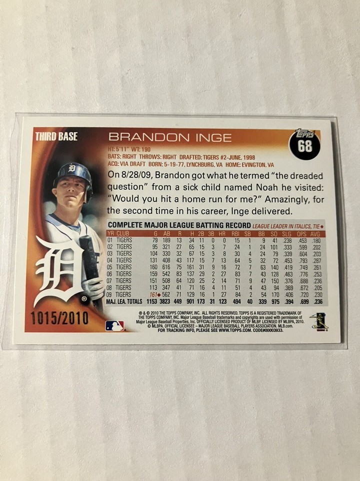 2010 Topps Gold /2010 Brandon Inge #68 | eBay