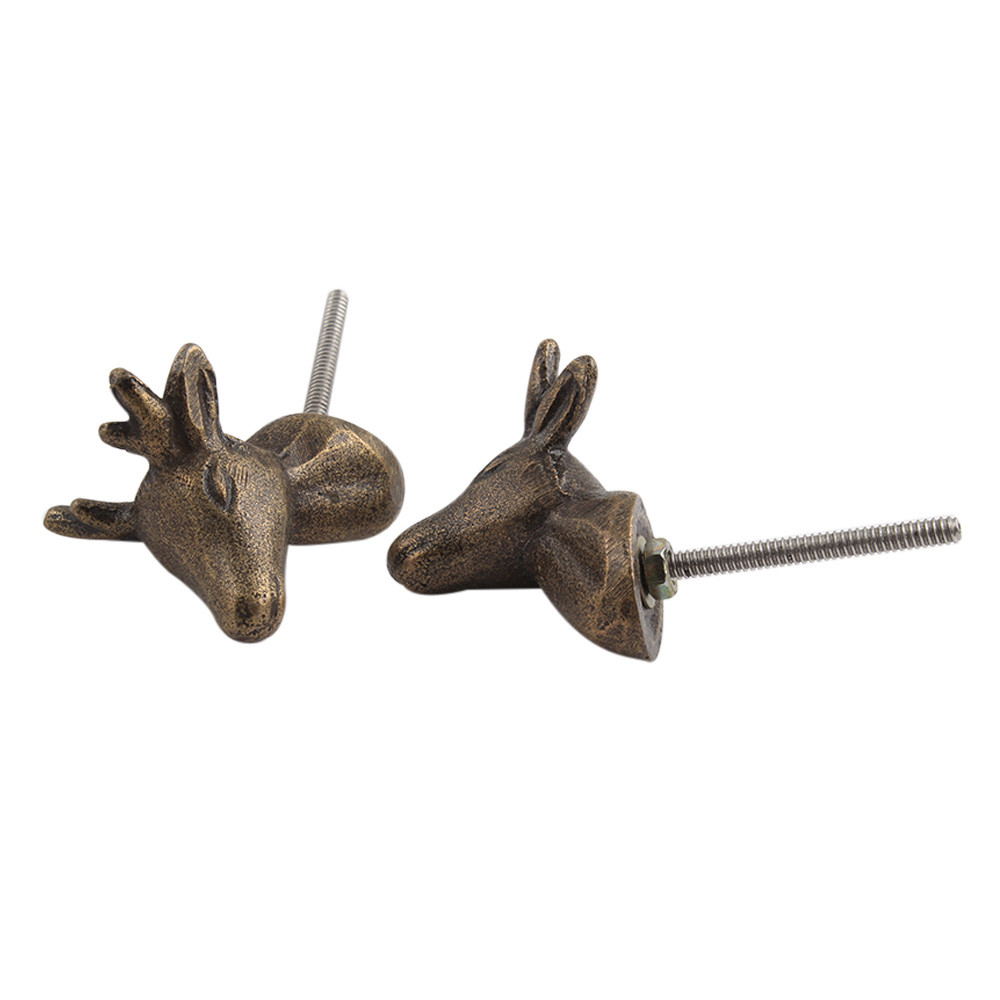 Deer Cabinet Knobs Deer Drawer Knob, Cast Brass Deer Furniture Knob,