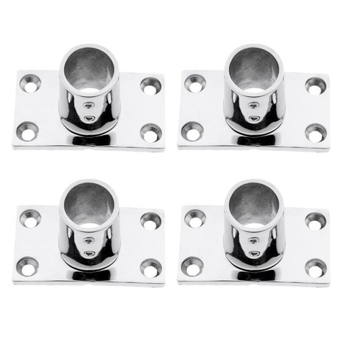 4x Stainless Boat Handrail Rectangular Base 90 Degree Rail Fitting 1 ...
