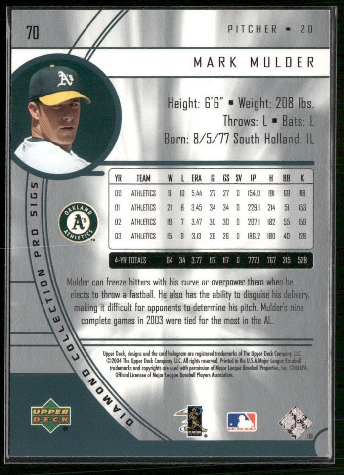 2004 Upper Deck Diamond Collection Pro Sigs #70 Mark Mulder | eBay