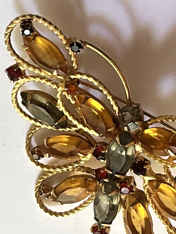 1960's Butterfly Brooch Gold Tone Multi Colors Stones Vintage | eBay