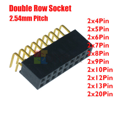 2x4~2x20 Pin Header 2.54mm Pitch Connector Right Angle Female Double ...