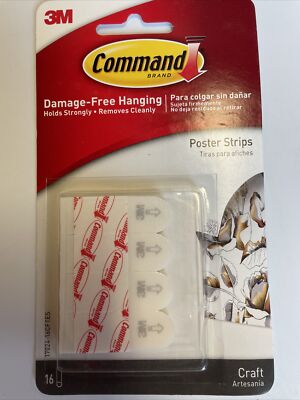 3M Command Poster Strips Damage Free Hanging 16 Poster Strips | eBay