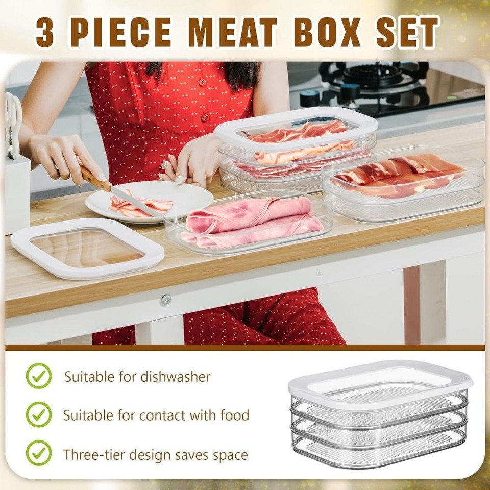 Deli Meat Container Fridge Bacon Container Refrigerator Stackable Food ...