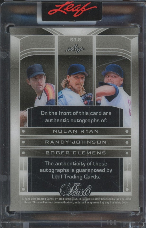 2025 Leaf Pearl Nolan Ryan Randy Johnson Roger Clemens 1/5 Auto ...
