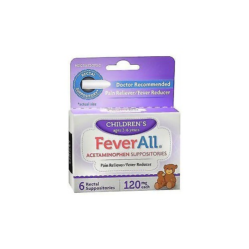 FeverAll Children's Acetaminophen Suppositories Pain & Fever Relief 6 ...