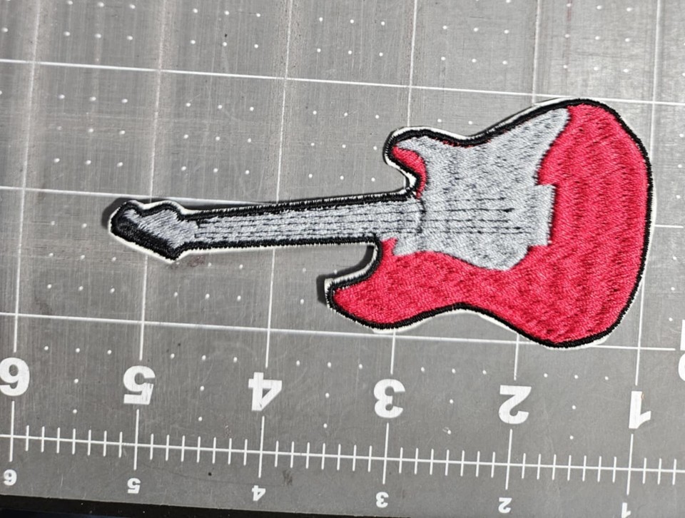 Guitar Iron on patch Sew on red Electric Guitar patch | eBay