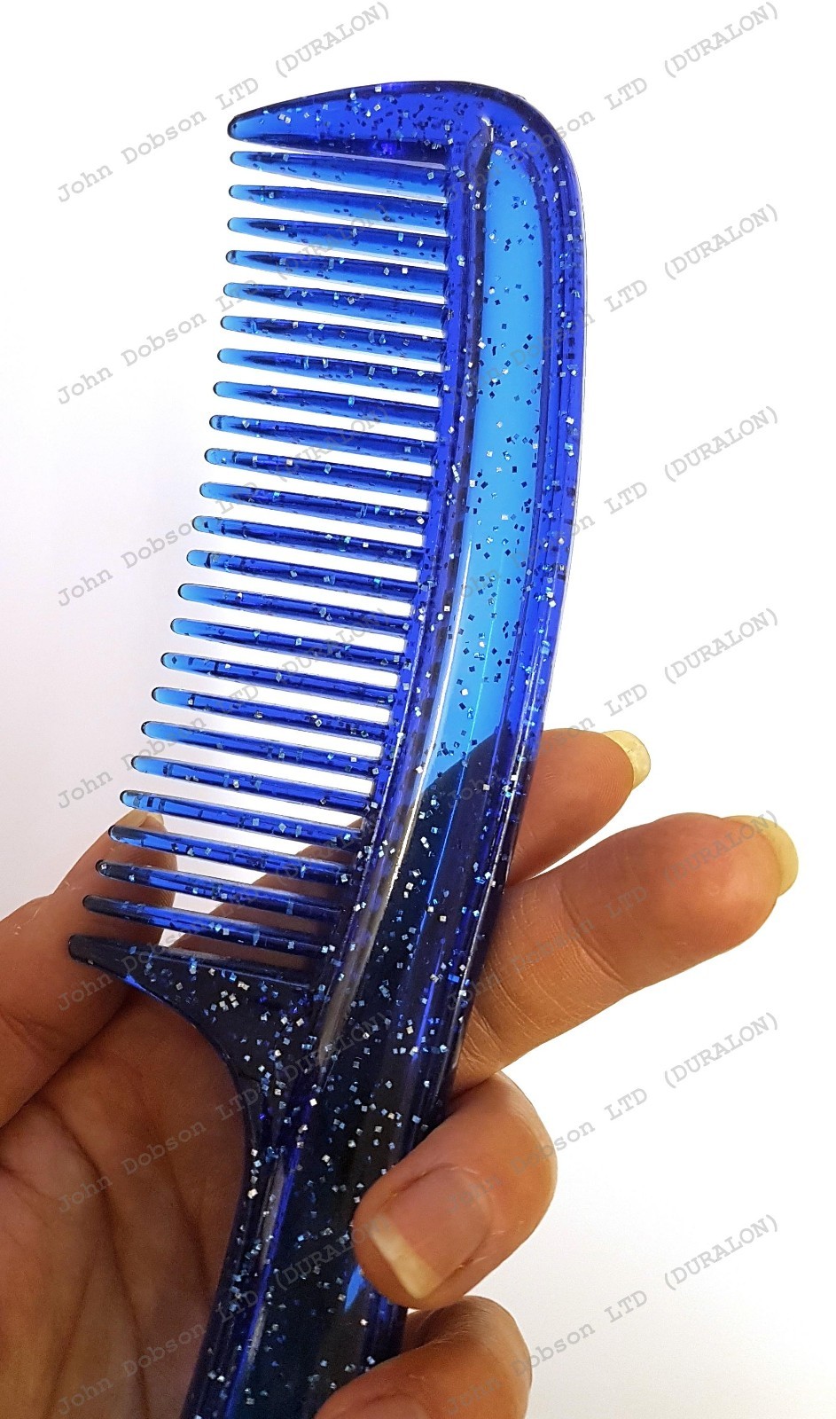 Large 23cm Handle Comb BLUE Glitter Salon Styling Detangler Handle 9 ...