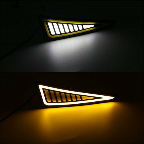 2x Car Universal DRL White/Amber LED Daytime Running Light Driving Turn ...