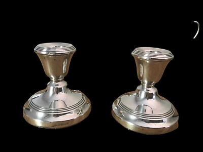 Pair of 145g Sterling Silver S & M Candlesticks, English Hallmark, 2.5 ...