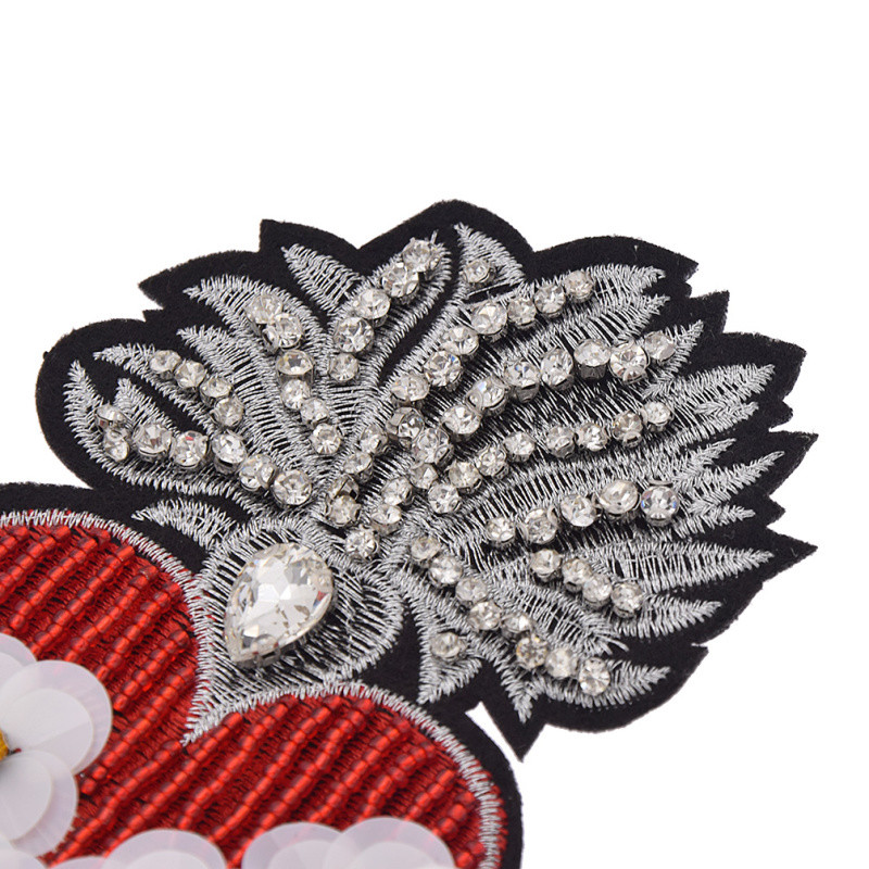 Handmade Rhinestone beaded Patches Heart Sew on Sequin Crystal Patch ...