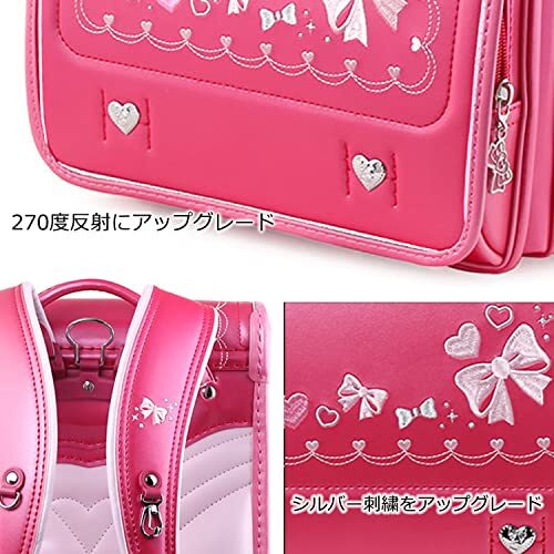 Randoseru Backpack Japanese School Bag Heart Ribbon bow Embroidery Rose ...