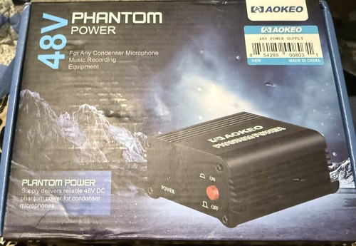 1-Channel 48V Phantom Power Supply with Adapter +XLR 3 Pin Mic Cable ...