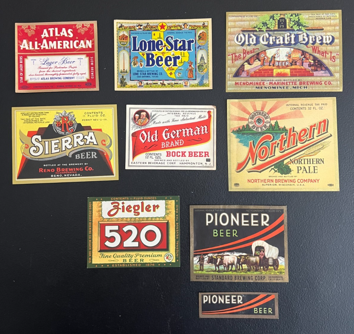 Lot of 8 IRTP (1933-1950) Vintage Beer Label Lot Internal Revenue Tax ...