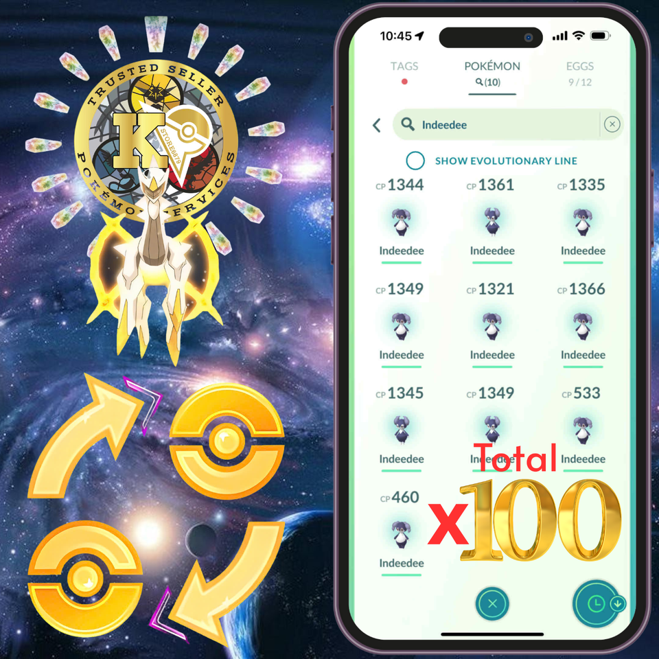 Pokémon TRADE—Go — Non-Shiny Indeedee x100 — 100 Stardusts —Digital ...