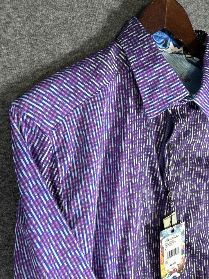 Robert Graham CALLISTO Purple Skulls $218 Small NWT Classic Button Flip ...