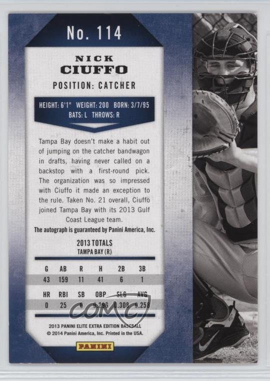 2013 Panini Elite Extra Edition Red Ink 170/25 Nick Ciuffo #114 Auto ...