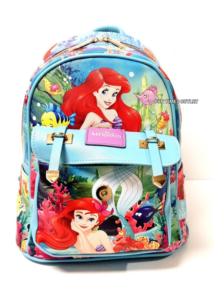 Disney The Little Mermaid 11" Backpack Purse Flounder Sebastian Crab ...