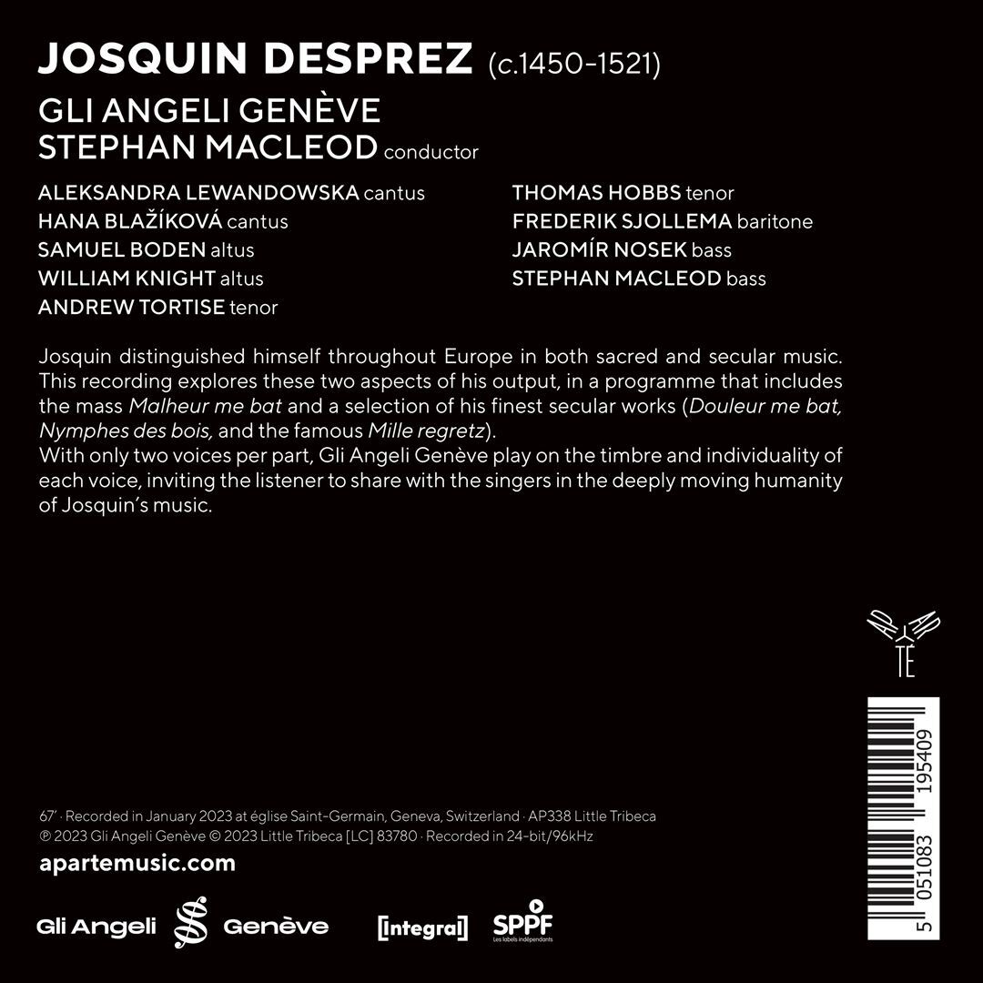 Josquin Desprez: Malheur Me Bat by Gli Angeli Geneve (CD, 2023) for ...