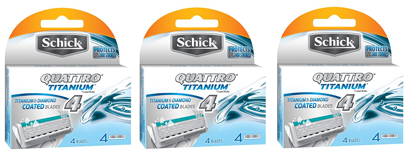 Schick Quattro Titanium Razor Blade Refills for Men - 12 Cartridges | eBay