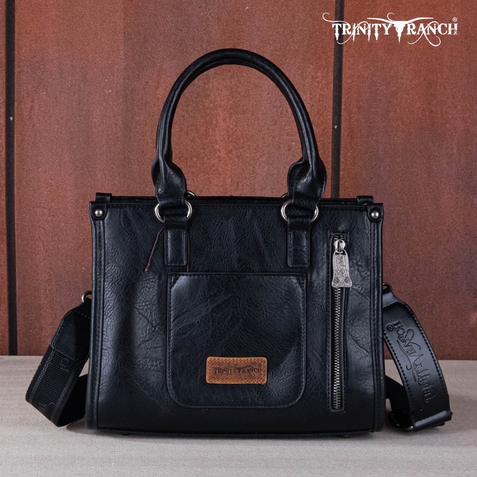 Trinity Ranch Western Cowgirl Purse Floral Tooled Crossbody Tote Bag ...