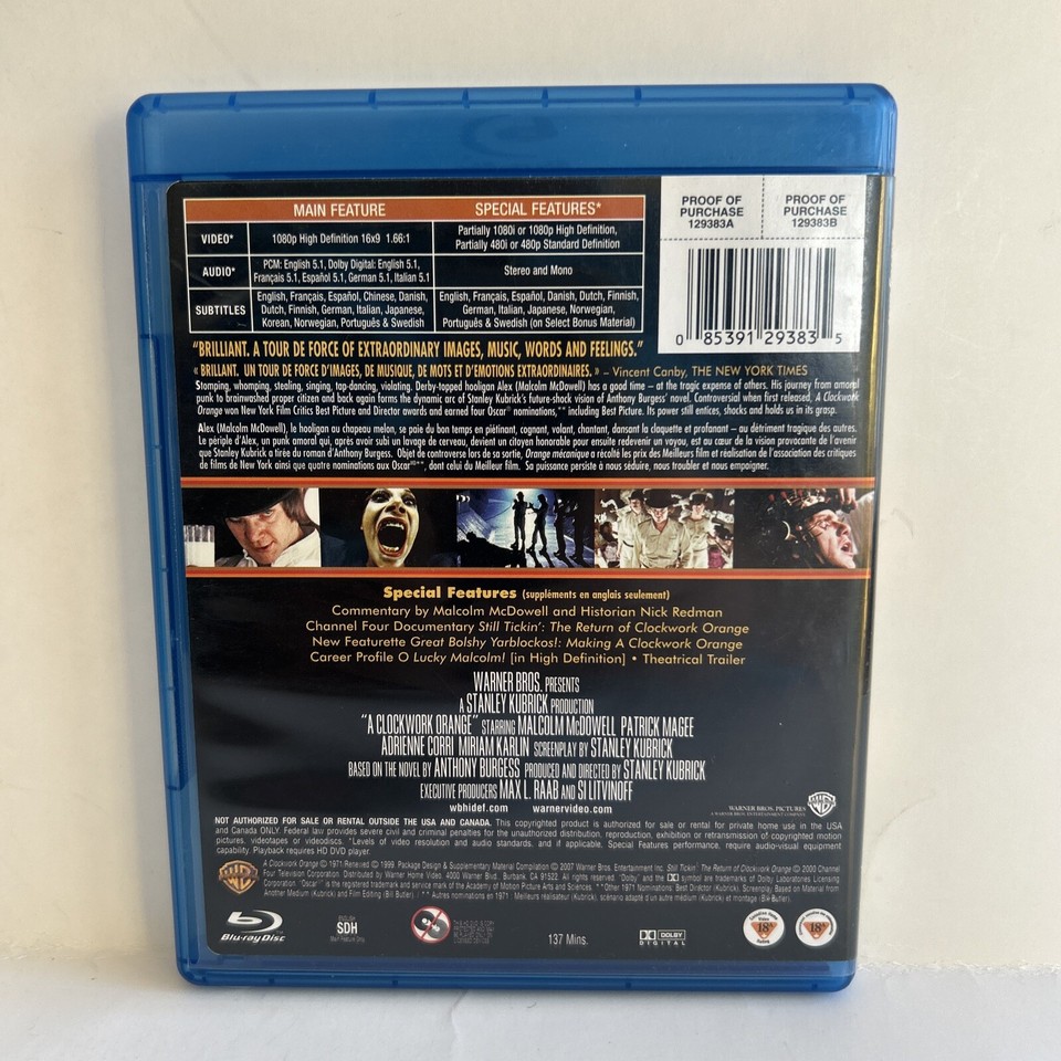 A Clockwork Orange (Blu-ray Disc, Canadian) Tested 85391293835 | eBay