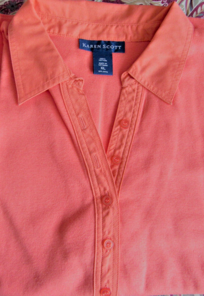 NWOT KAREN SCOTT 100% COTTON PEACH COLOR T-SHIRT SIZE XL | eBay
