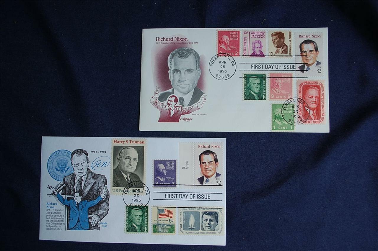 Richard Nixon 29c Stamp 2 Combo FDCs Artmaster & Gamm Sc#2955 12 Total ...
