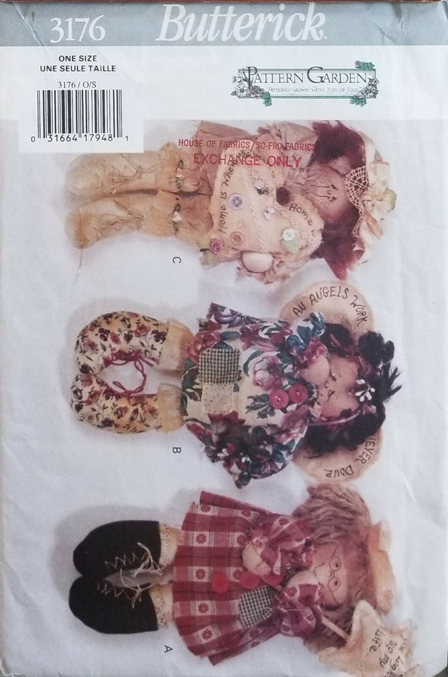 Butterick Sewing Patterns Craft Stuffed Animal Plush Dolls Bears Home+ ...