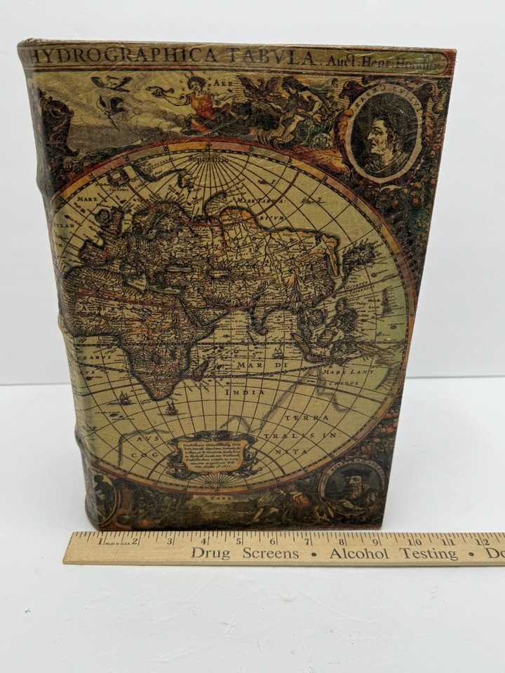 Antique Map Book Hidden Stash Box Felt Lined | eBay