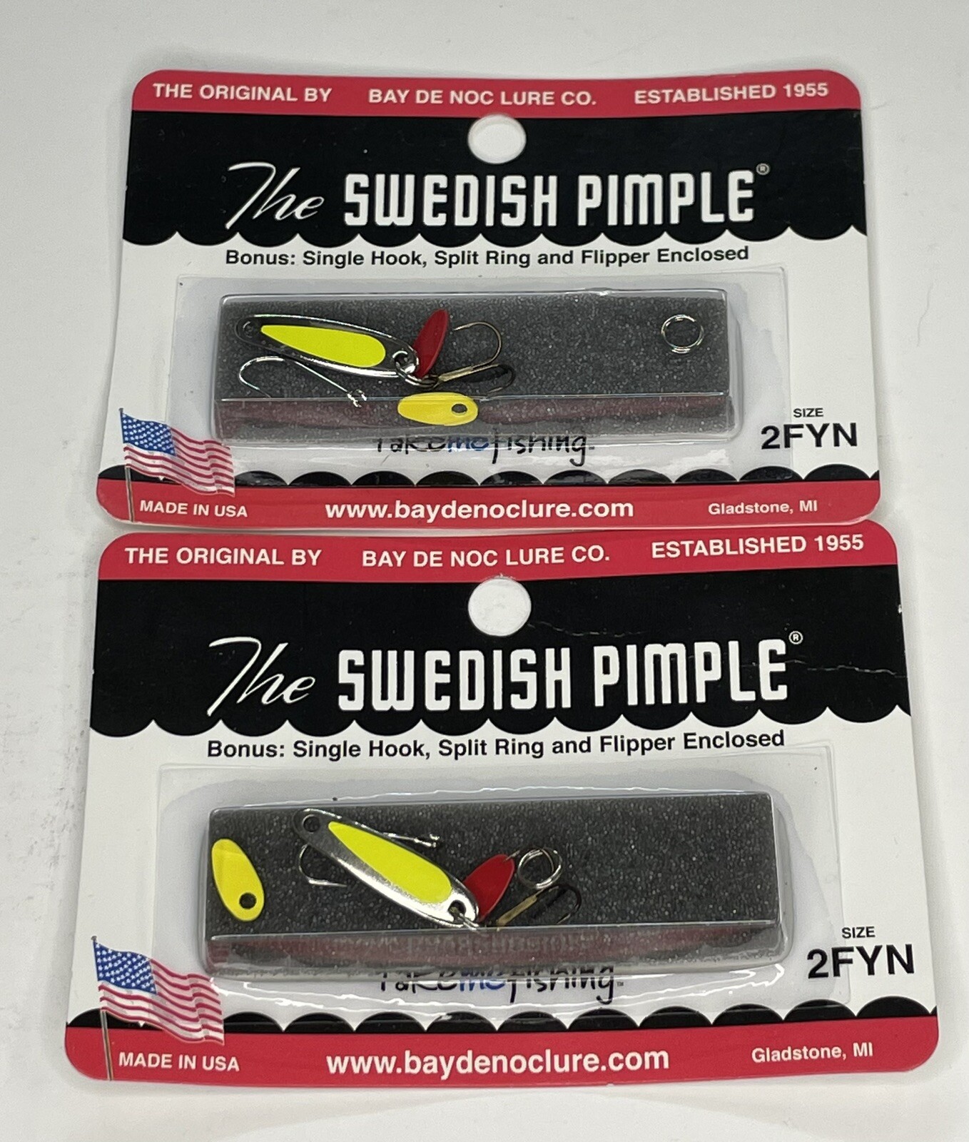 Swedish Pimple 2FYN Yellow Tape Fishing Lure Jig (2 of each) Original ...