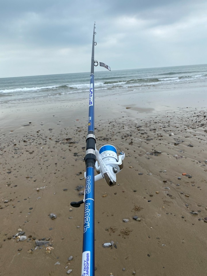 1 x 14FT Beach Caster Sea Fishing BLUE Ocean Rod + 1 x Shizuka 7000 SEA ...