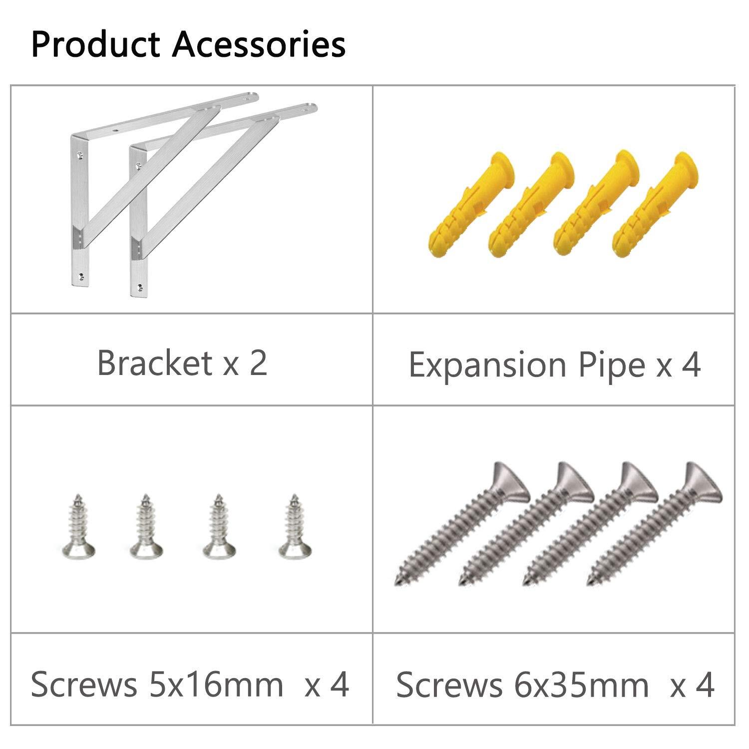 DOKU 12" Shelf Bracket, Max Load 400 lb Heavy Duty Stainless Steel Right Angl... | eBay
