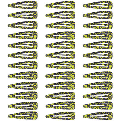 Set of 36 Yellow Smiley Face 7cm Metal Sleepy Clips/ Snap Hair Clips ...