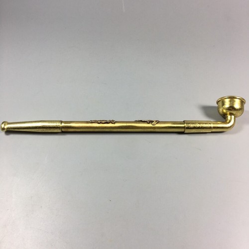 Old Chinese copper gilt handmade Dragon Phoenix pipe Smoking tools | eBay