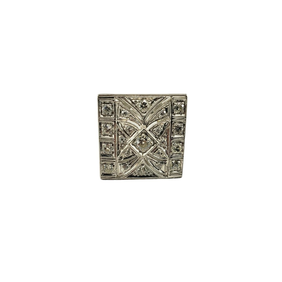 Platinum and Diamond Tile Ring with Milgrain Edges Size 6.5 #18860 | eBay