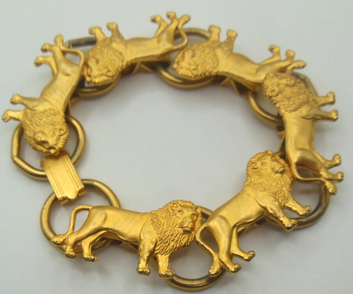 Gold-tone Lion Link Chain Bracelet 7.5" | eBay